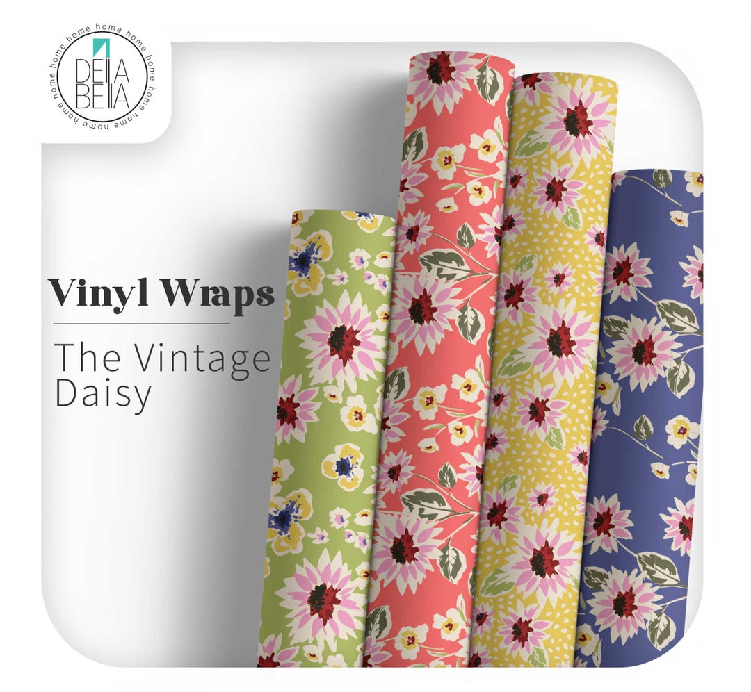 Vintage Daisy Vinyl Wrap for Furniture UK - Self Adhesive Stickers for ...