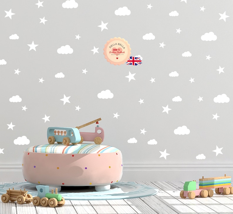 Cloud Decorative Stickers 130x Clouds Stars Stickers Baby | Etsy