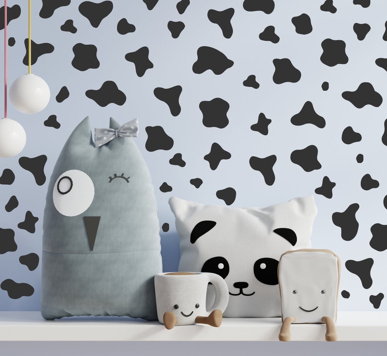 Cow Print Wall Stickers 142x Black Cow Spot Decals Animal - Etsy