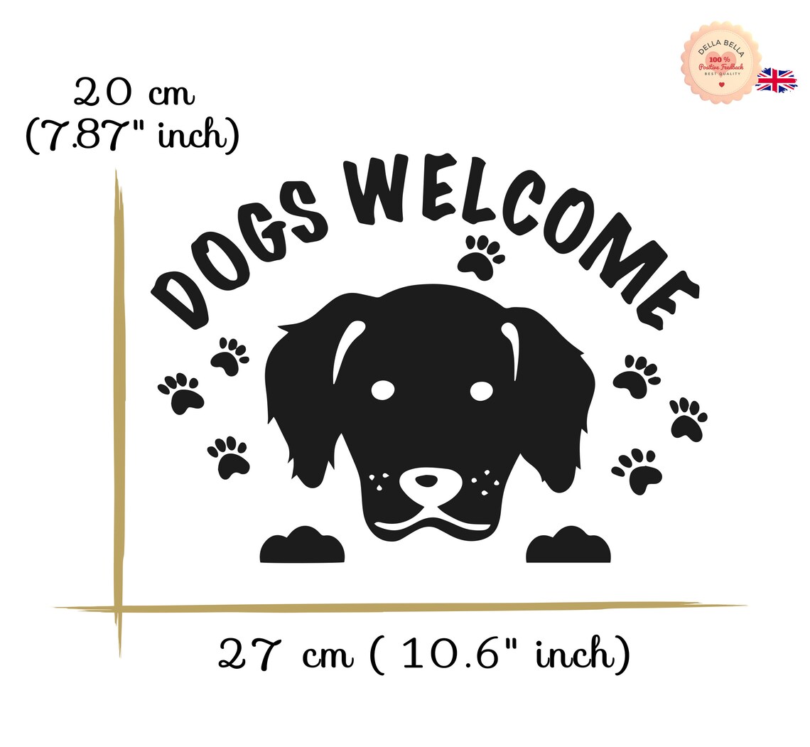 Dogs Welcome Sticker Window Waterproof Pet Friendly Self Adhesive Vinyl ...