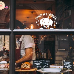 Dogs Welcome Sticker Window Waterproof Pet Friendly Self Adhesive Vinyl ...