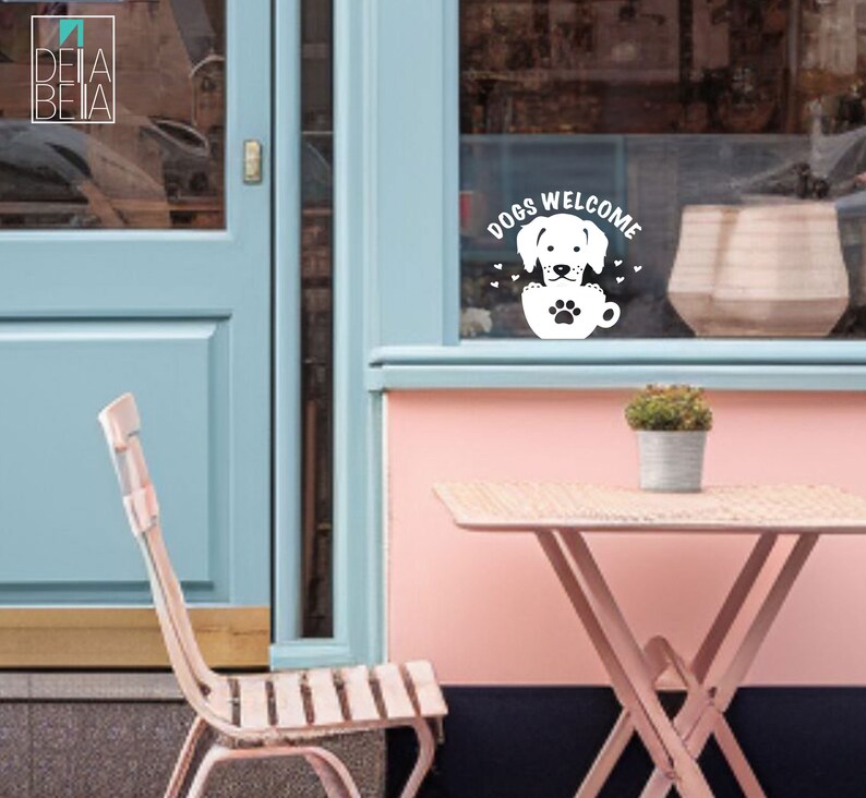 Dogs Welcome Window Stickers Pet Friendly Sign Waterproof Self Adhesive ...
