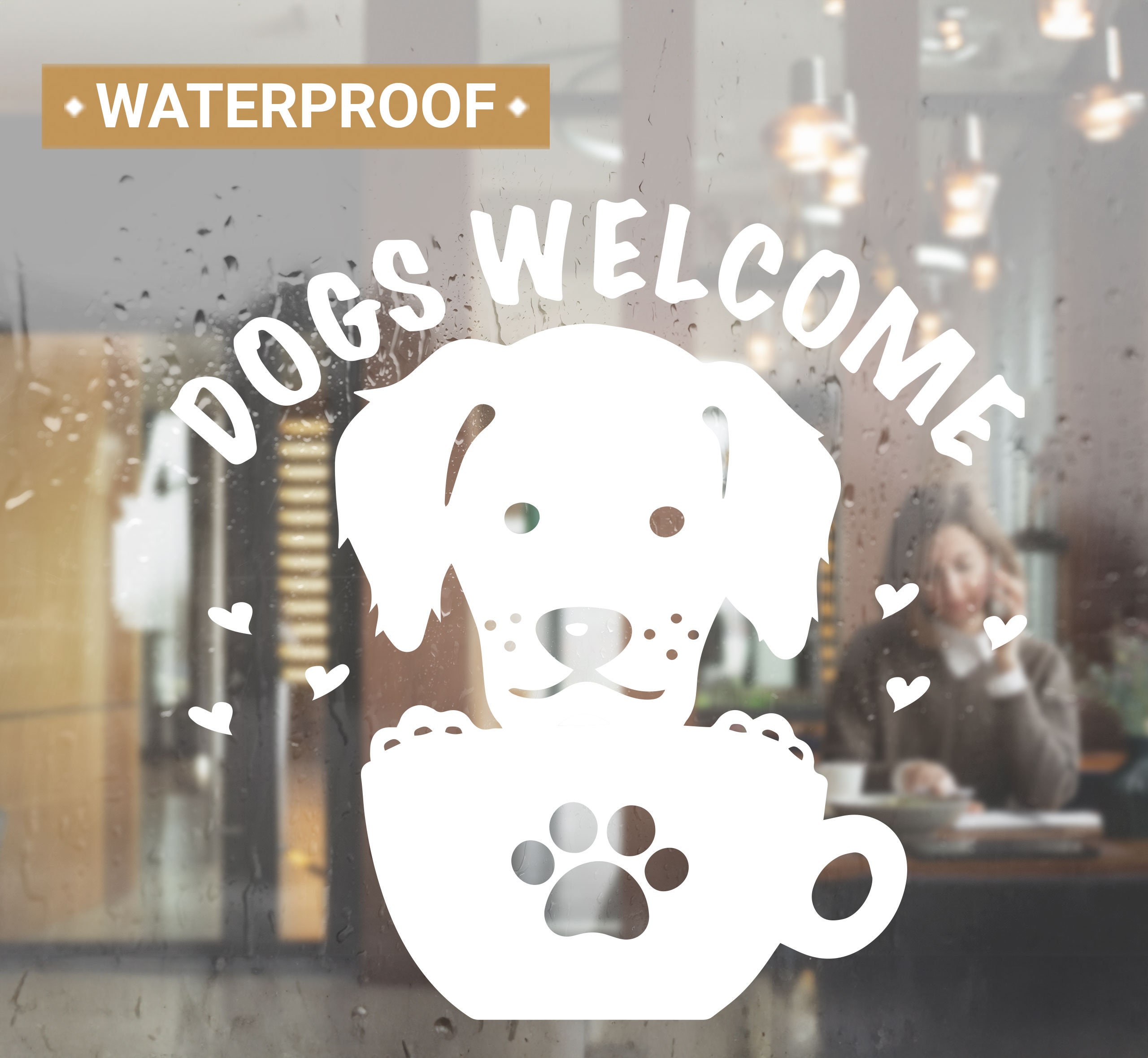 Dogs Welcome Window Stickers Pet Friendly Sign Waterproof Self Adhesive ...