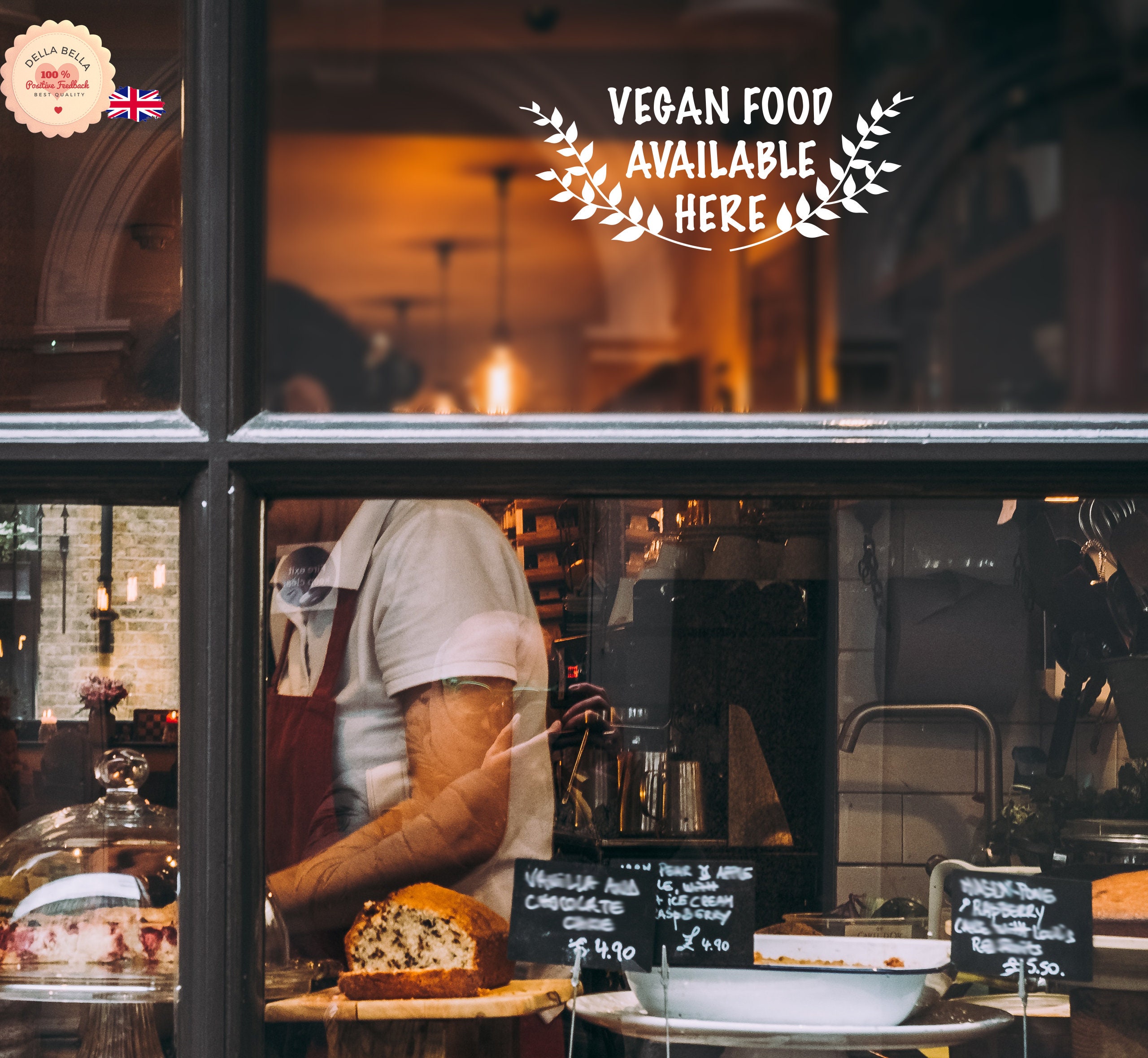 Vegan Food Available Here Sign Deli Restaurants Vinyl Decal Sticker ...