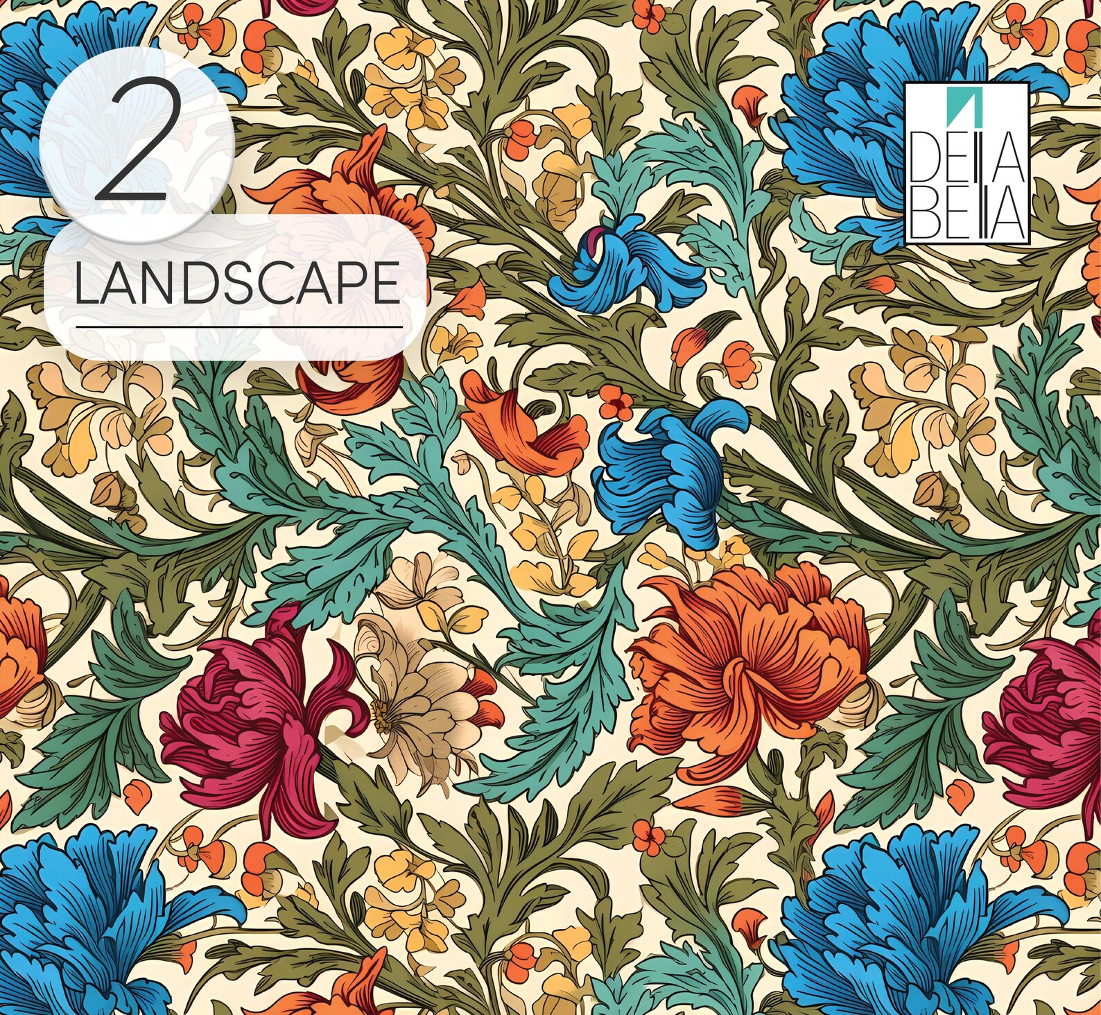 Peel and Stick William Morris Floral Inspiration Vinyl Wrap for Kitchen ...