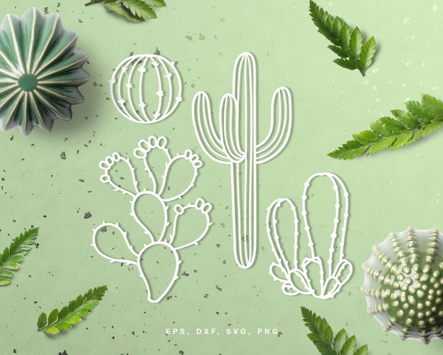 Cactus Svg Set (svg Dxf Png Eps) Cut File for Silhouette & Cricut ...