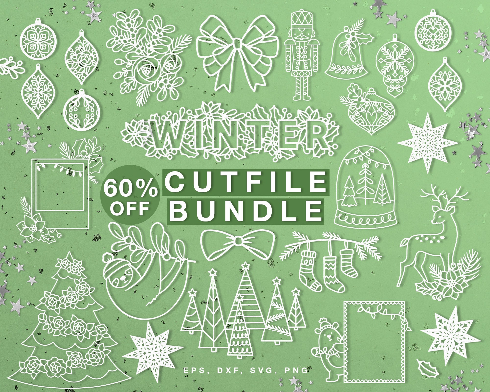 Christmas Cut File BUNDLE svg Dxf Png Eps Silhouette Cameo | Etsy