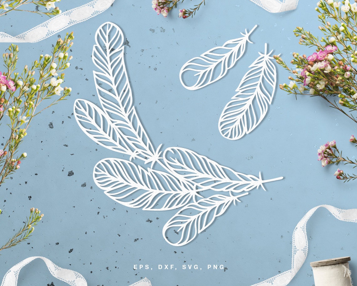 Feathers svg file dxf svg png eps for Silhouette Cricut | Etsy