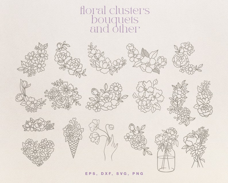 Huge SVG Flowers Bundle 35 Floral Cut Files for Silhouette - Etsy