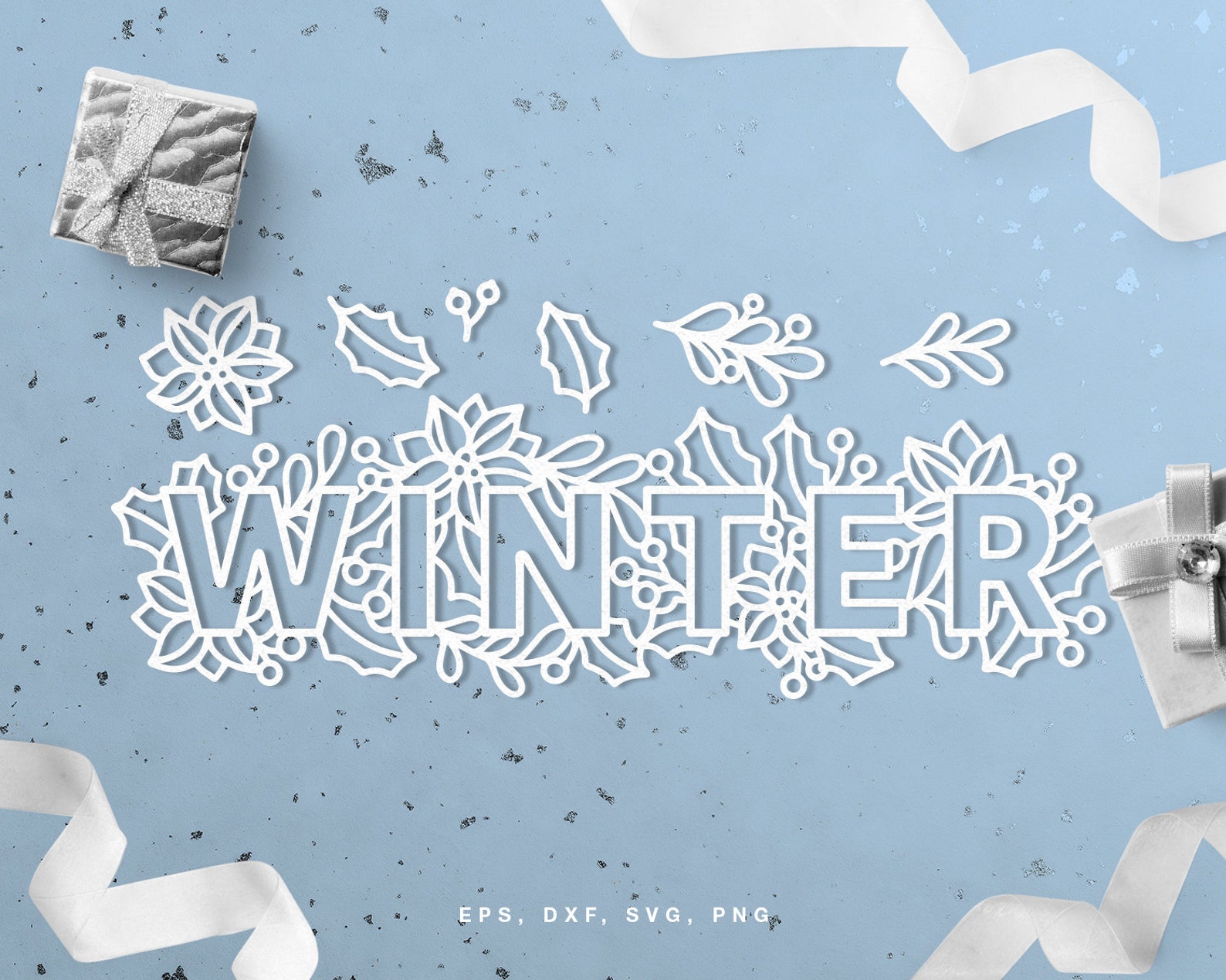 Cut File WINTER Word Title svg Dxf Png Eps for Silhouette & - Etsy