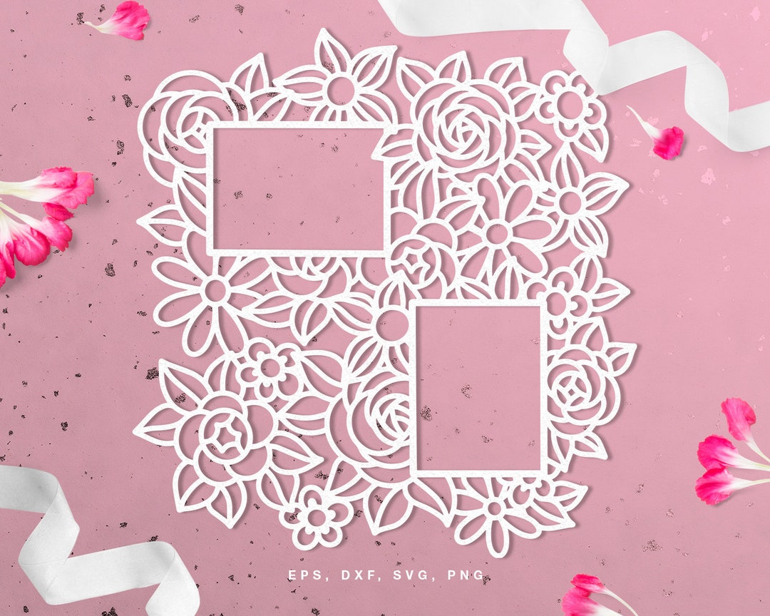 Floral Background and Frame Cut File svg Dxf Png Eps for - Etsy