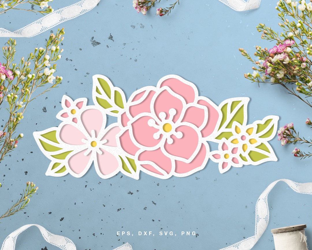 Floral Cluster SVG Cut File (svg Dxf Png Eps) Silhouette & Cricut ...
