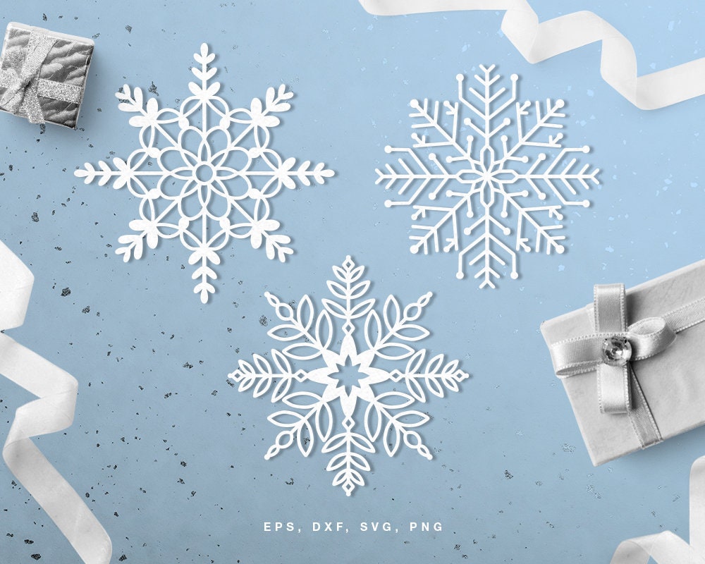Christmas Snowflakes cut file svg dxf png eps digital | Etsy