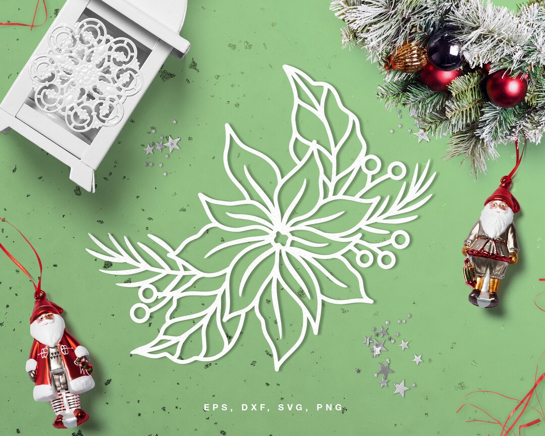 Poinsettia Flower Cut File (svg Dxf Png Eps) Digital Scrapbooking ...