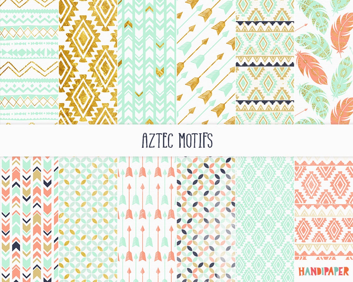 Digital Scrapbooking Paper:aztec Motifs Printable - Etsy