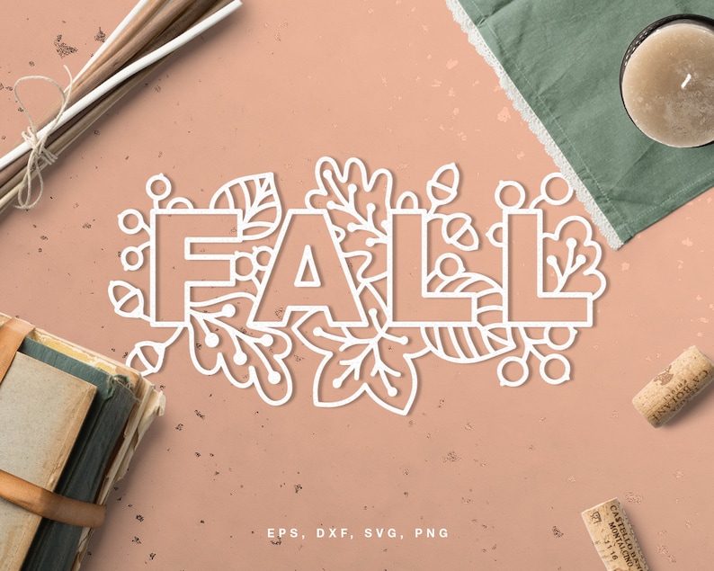 Cut File fall Word in Decorative Fall Leaves dxf - Etsy