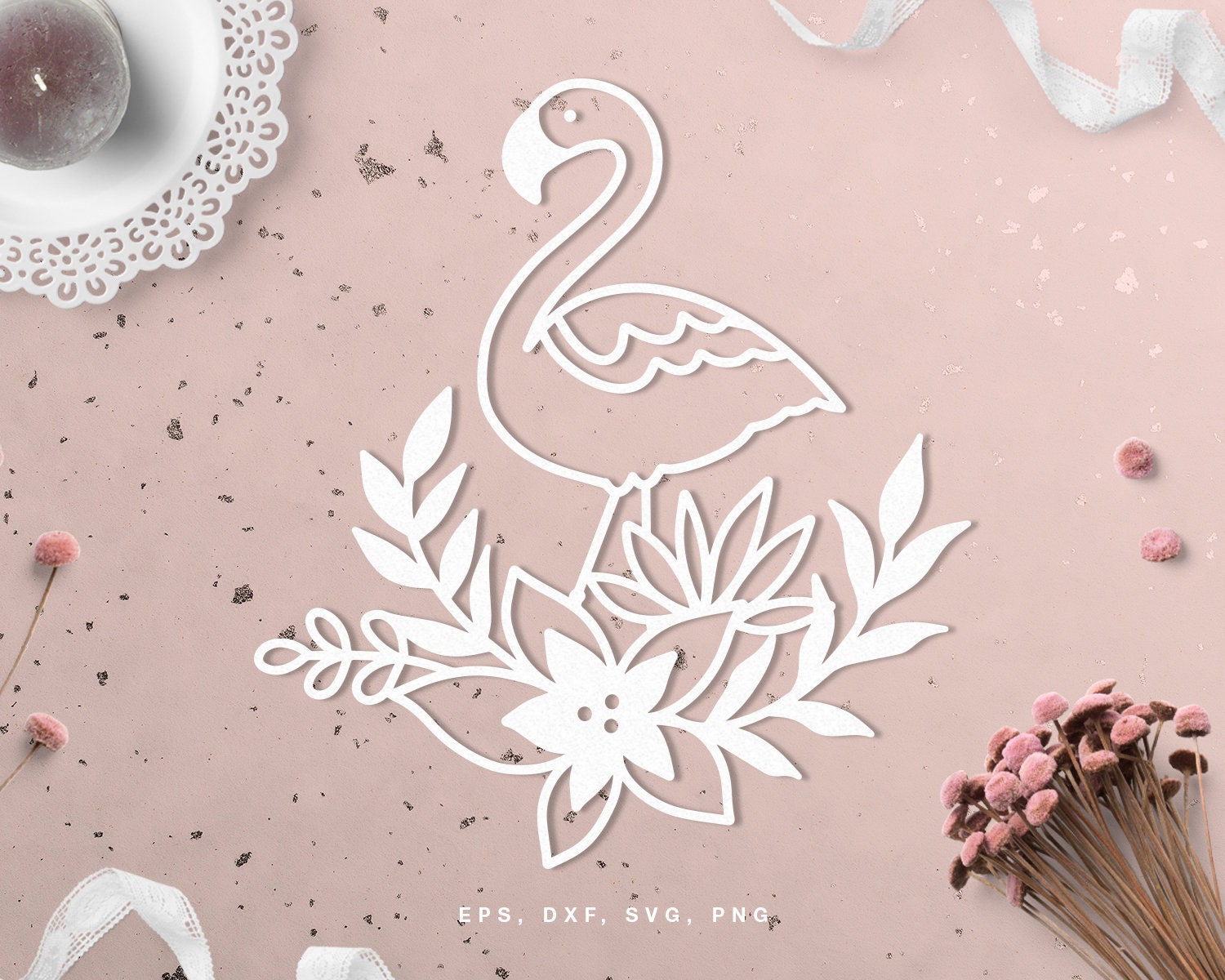 Cute floral flamingo cut file svg dxf png eps for | Etsy