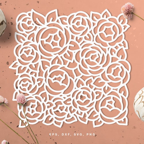 Floral Background Cut File Svg Dxf Png Eps for Silhouette - Etsy