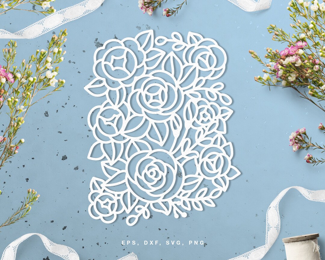 Floral Background Cut File, Svg Dxf Png Eps, for Silhouette, Cricut ...