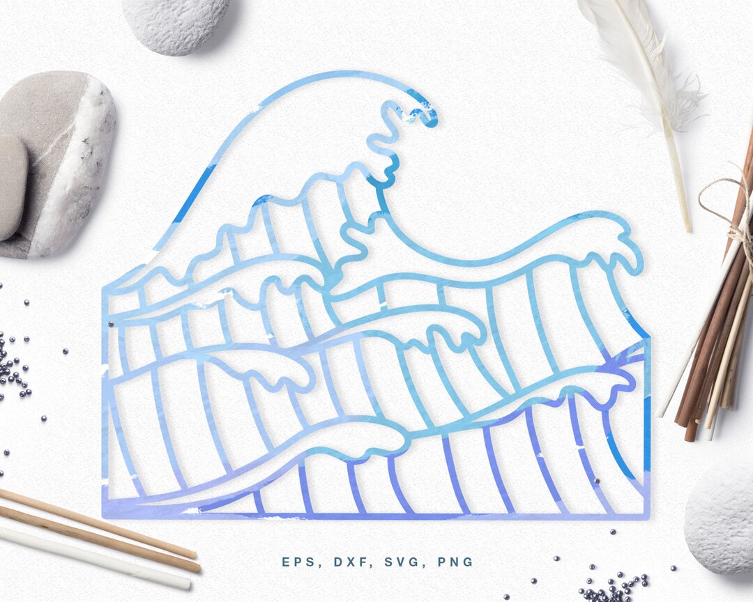 Ocean Waves Background Cut File (svg Dxf Png Eps) for Silhouette ...