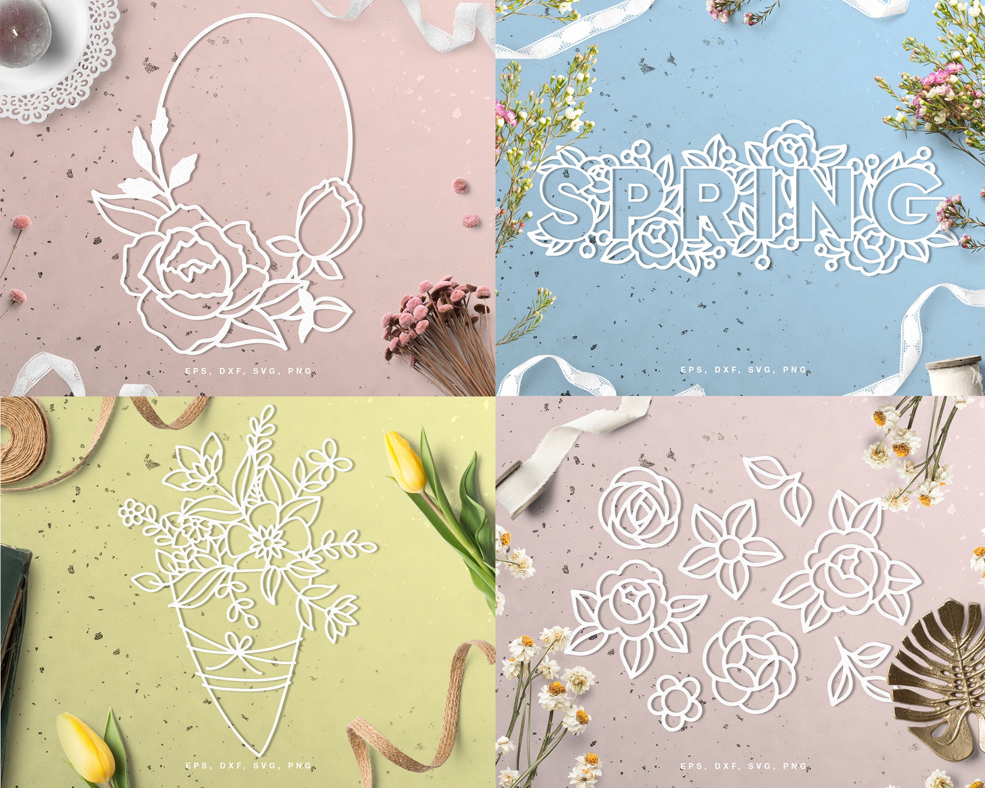 Cut File Bundle "easter and Spring" (svg Dxf Png Eps) Silhouette Cameo ...