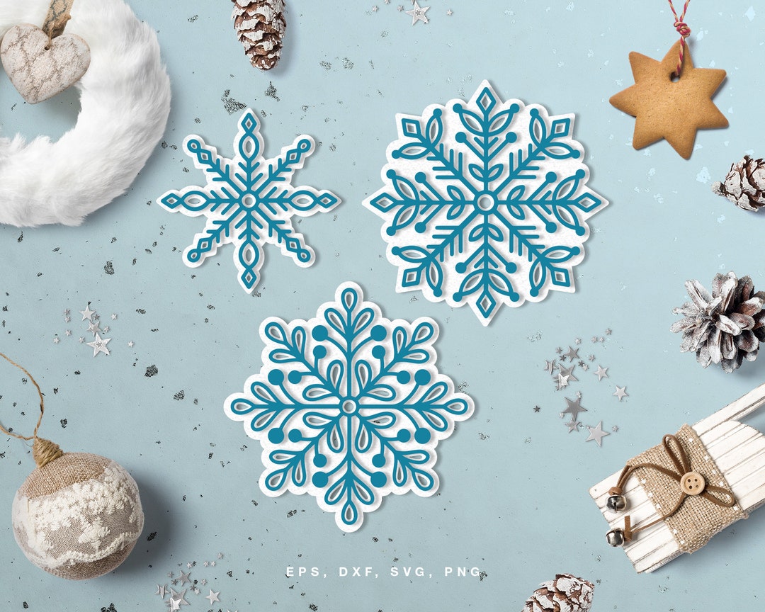 Christmas Snowflakes SVG Winter Cut File Set for Silhouette Cameo and ...