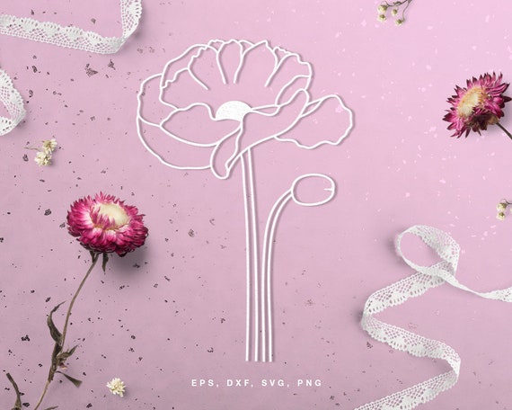 Poppy flower cut file set Digital Scrapbook Paper cut | Etsy