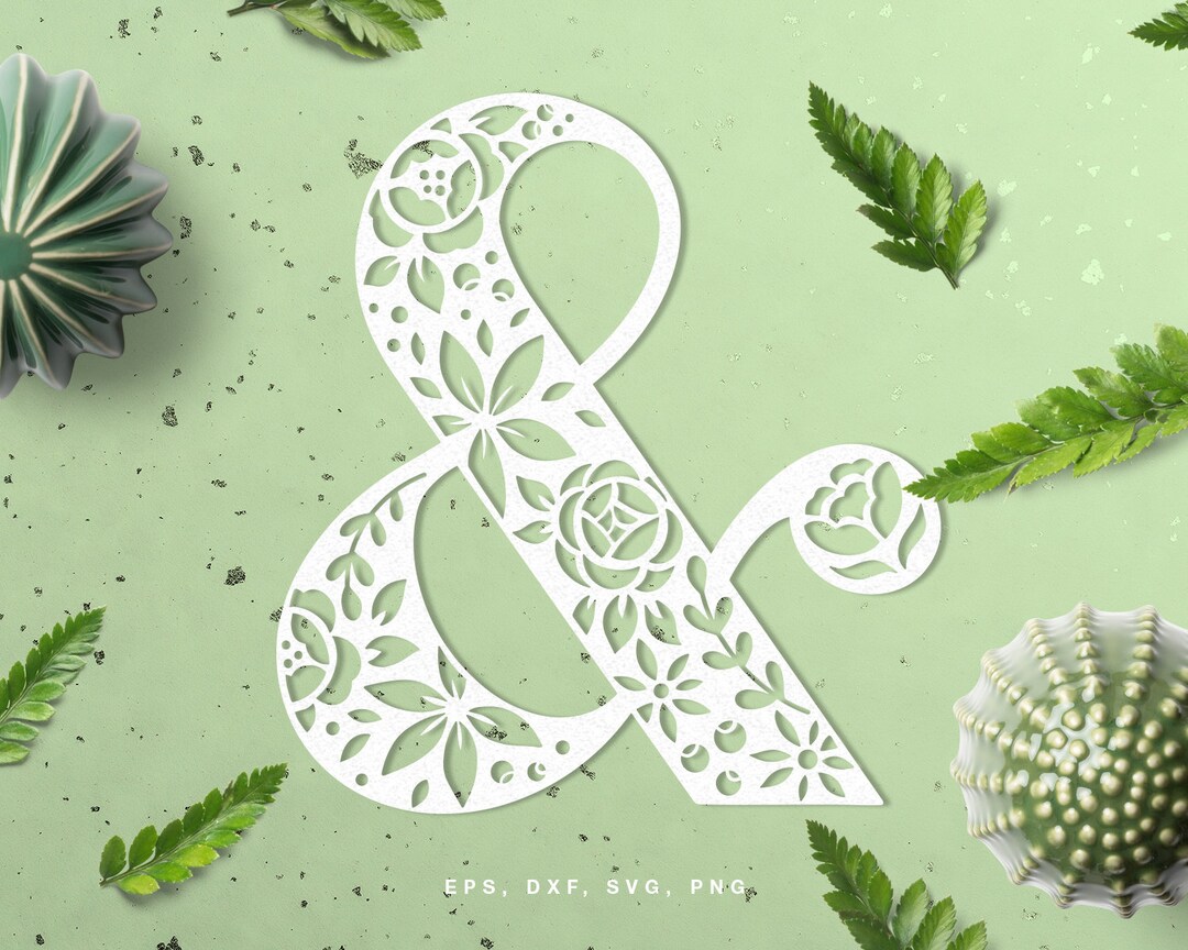 Cut File "&" Floral Ampersand Sign (dxf Svg Png Eps) for Silhouette ...