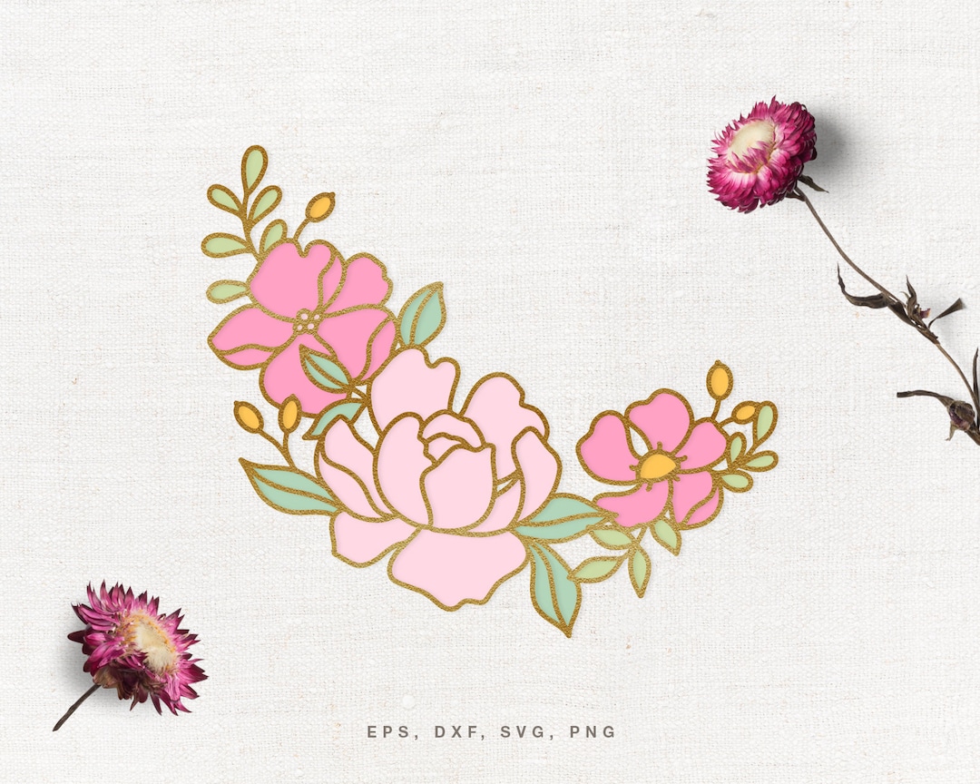 Flowers SVG File, Cut File for Cricut, Silhouette in Svg Dxf Png Eps ...