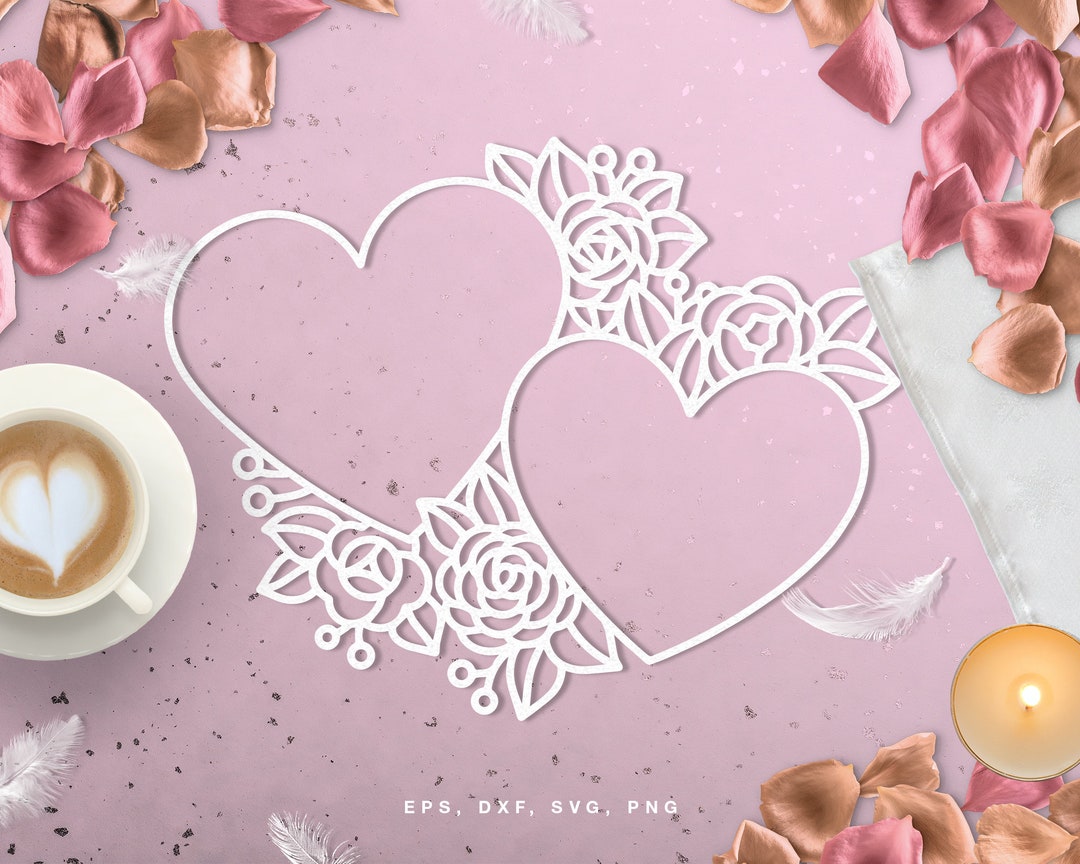 Cut File Valentine's Day Floral Hearts (svg, Dxf, Png, Eps) for ...