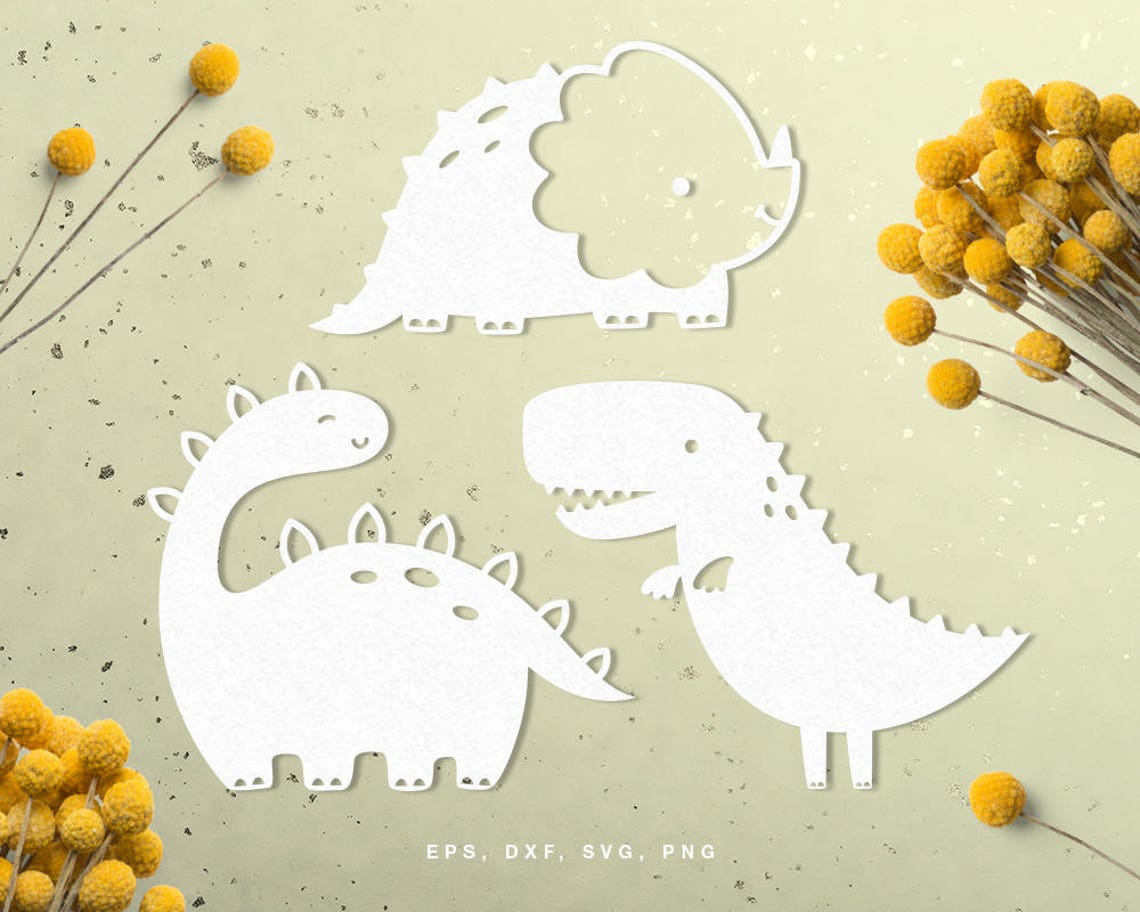 Cute Dinosaurs Cut File (svg, Dxf, Png, Eps) for Silhouette, Cricut, in ...
