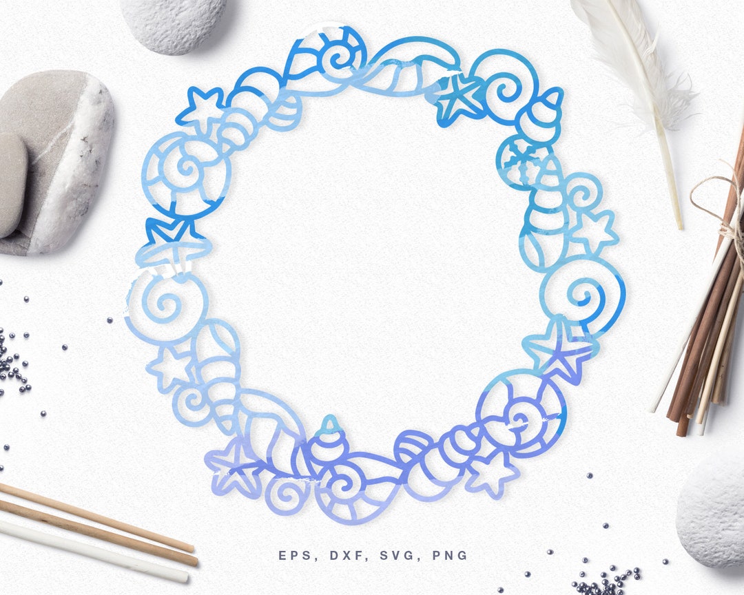 Sea Shells Round Frame Cut File (svg Dxf Png Eps) for Silhouette ...