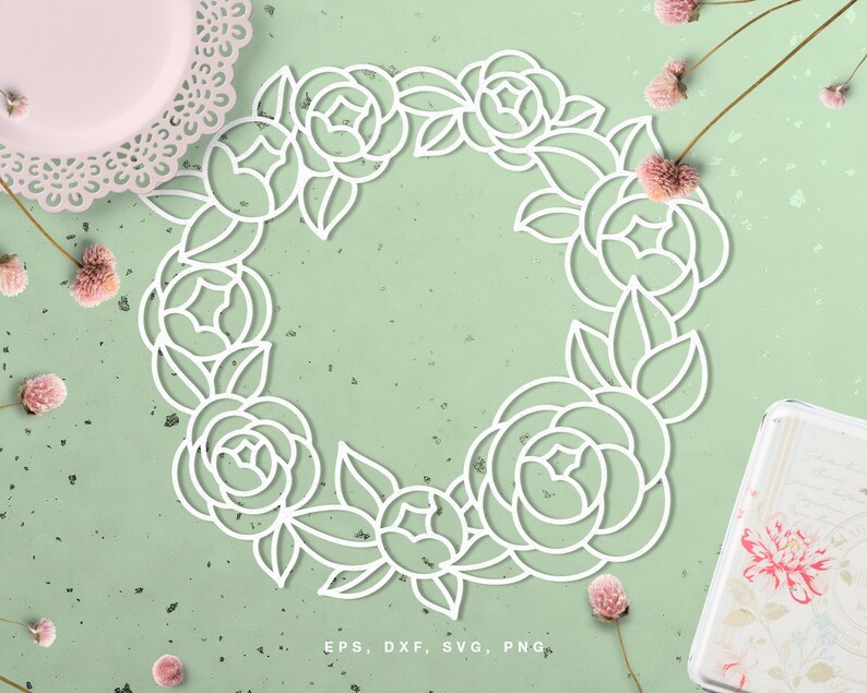 Floral Peony Wreath SVG Cut File Silhouette Cameo and Cricut - Etsy