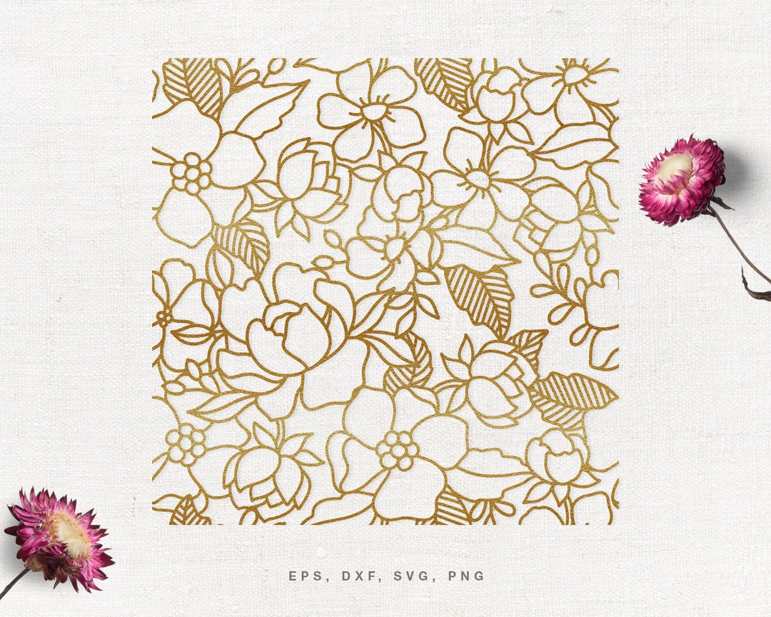 Floral Seamless Pattern Svg Cut File For Cricut Silhouette Svg Dxf