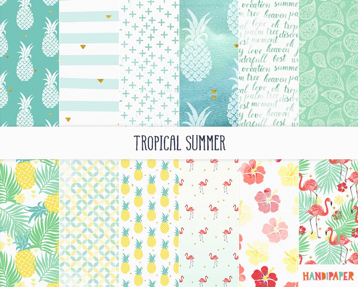 Digital Scrapbooking Paper: "tropical Summer", Printable Download ...