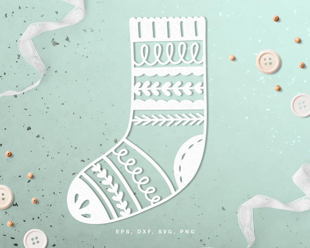 Christmas Sock Digital Cut File (svg, Dxf, Png, Eps) for Silhouette ...