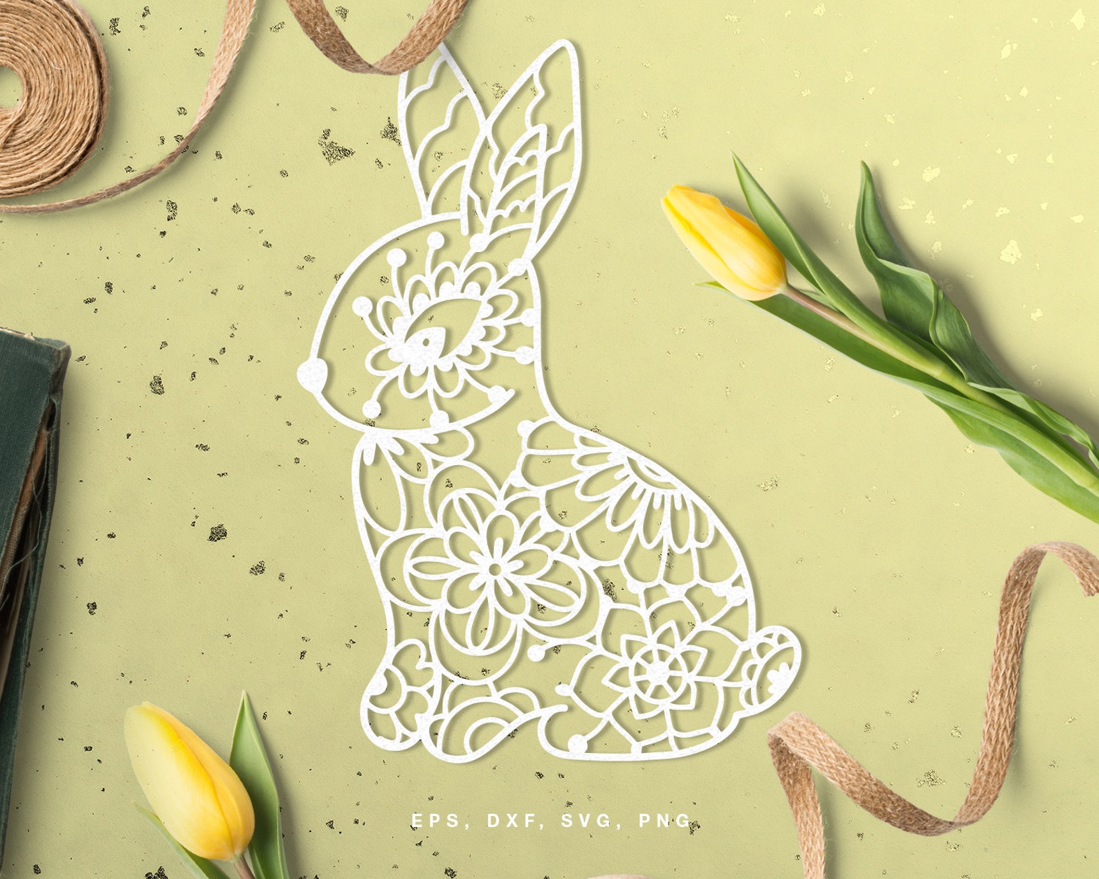 Easter Bunny in Lace Cut File (svg Dxf Png Eps) for Silhouette, Cricut ...