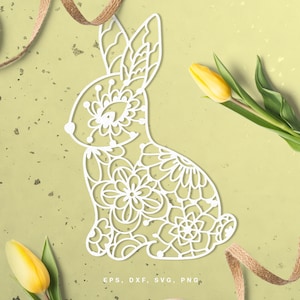 Easter Bunny in Lace Cut File (svg Dxf Png Eps) for Silhouette, Cricut ...