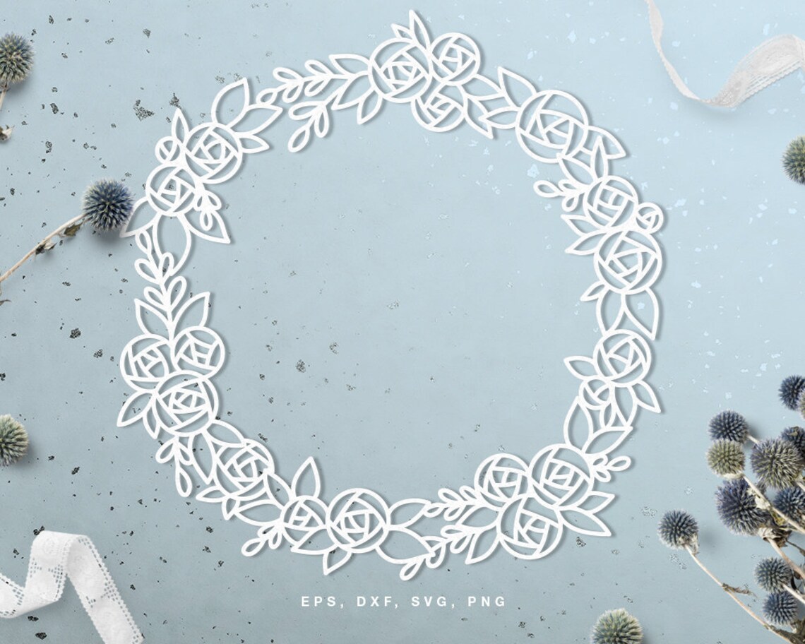 Floral Round Circle Frame Cut File | Digital Scrapbook | Paper Cut ...