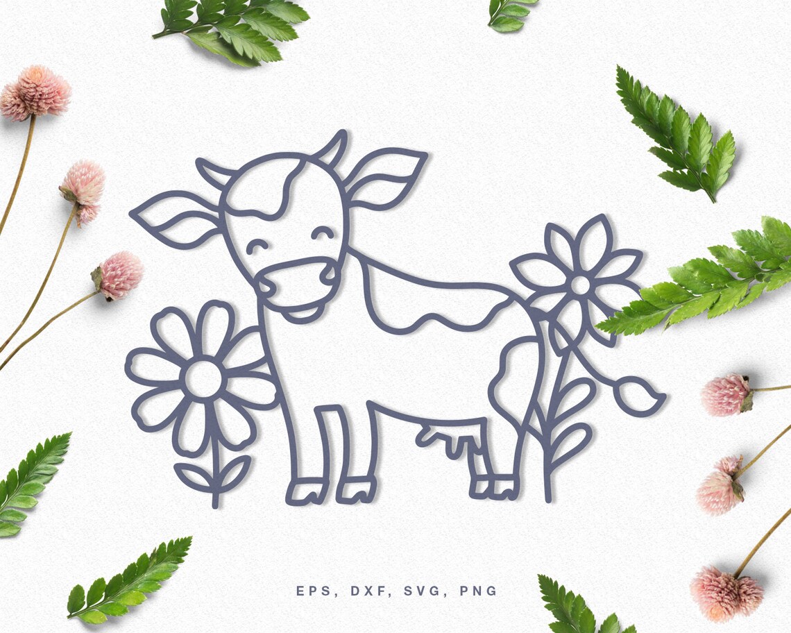 Cow Cut File svg Dxf Png Eps for Silhouette Cameo Cricut | Etsy