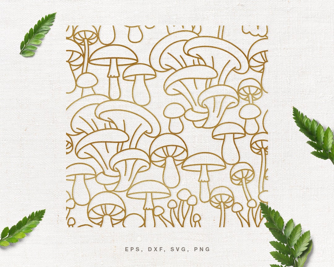 Mushrooms Seamless Pattern SVG Cut File for Cricut, Silhouette, Svg Dxf ...