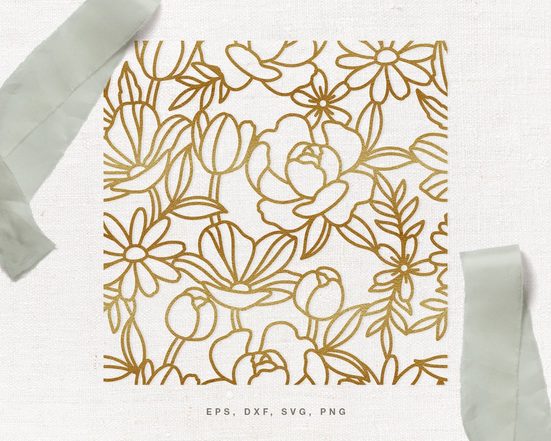 Floral Seamless Pattern SVG Cut File for Cricut, Silhouette, Svg Dxf ...