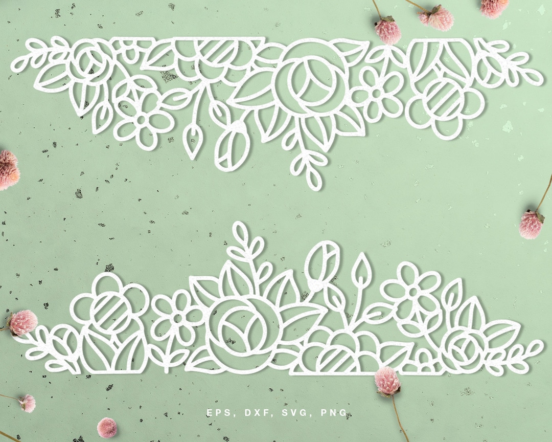 Floral Border Cut File (svg Dxf Png Eps) for Silhouette & Cricut ...