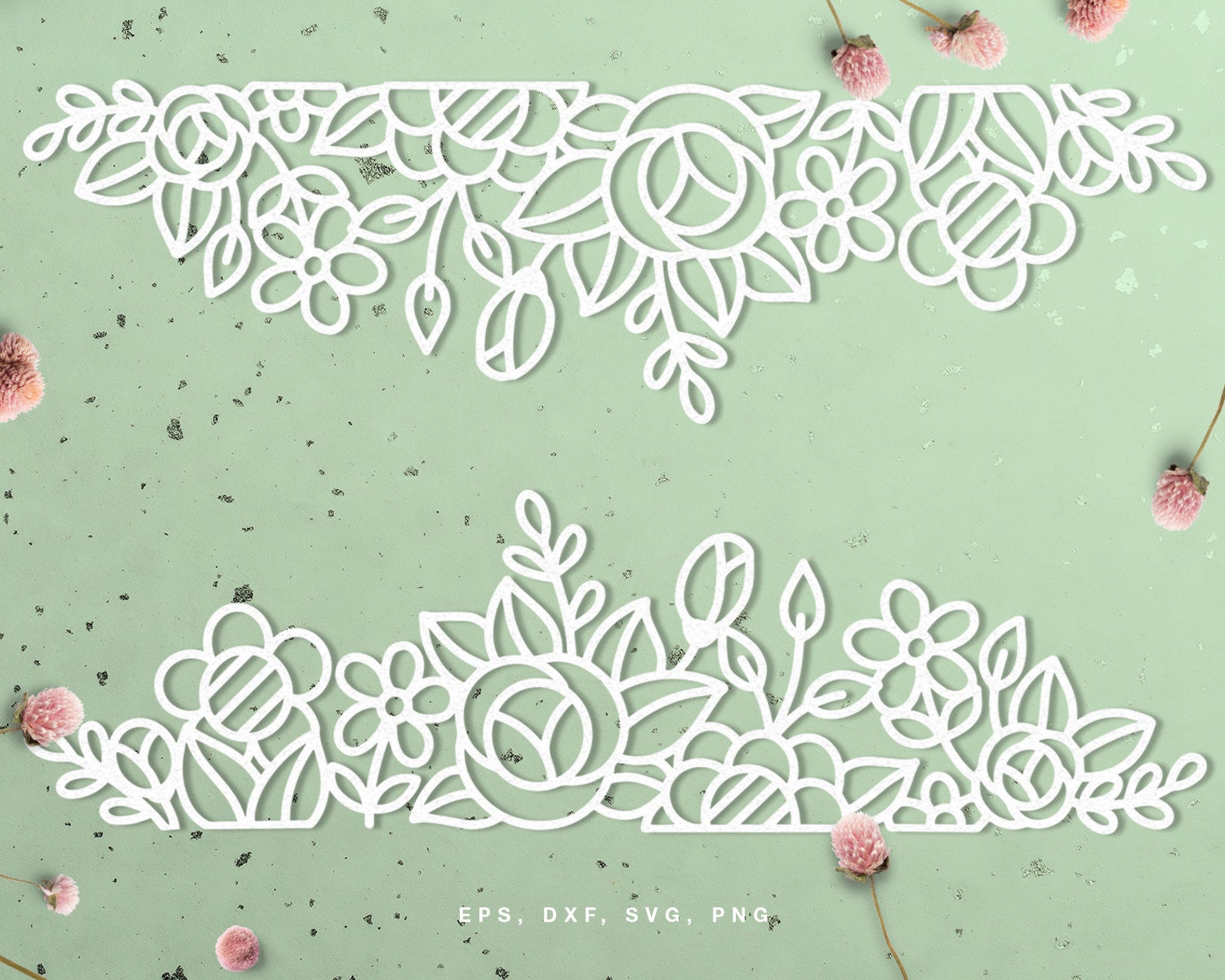 Floral Border Cut File svg Dxf Png Eps for Silhouette & | Etsy Canada