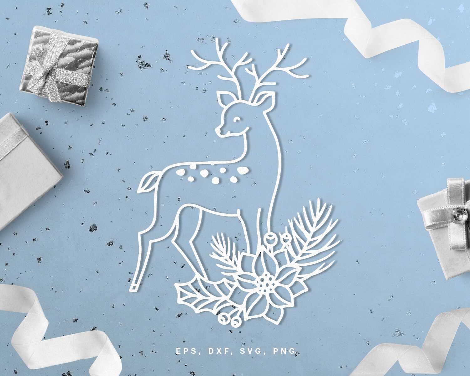 Christmas Reindeer Cut File svg Dxf Png Eps Digital | Etsy