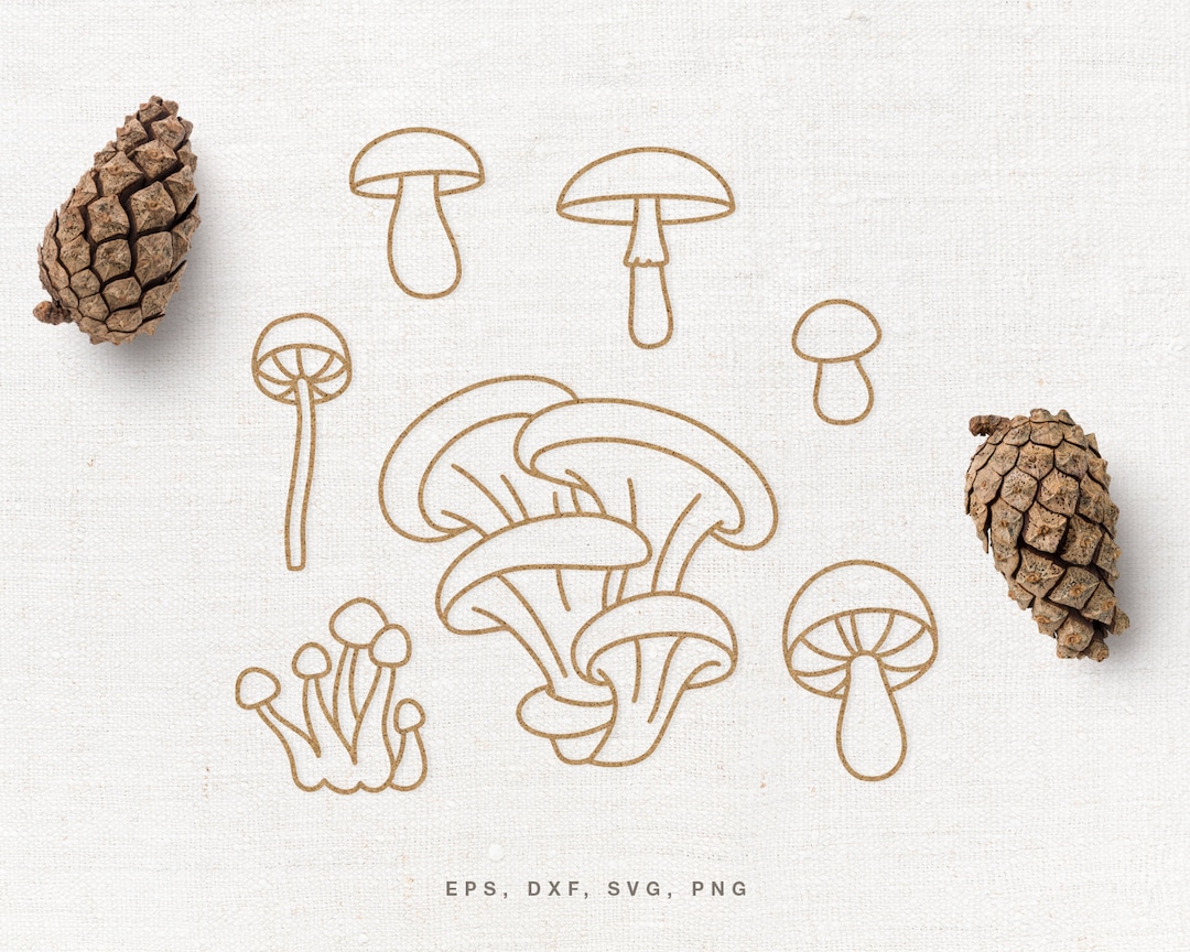 Mushrooms SVG Cut File Set (svg, Dxf, Png, Eps) Instant Download for ...