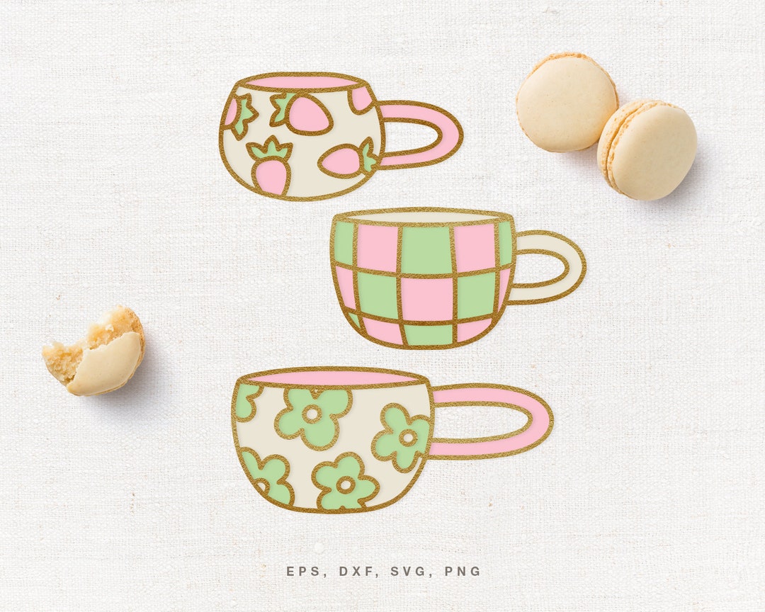 Cut Tea Cups SVG Cut File (svg Dxf Png Eps) Silhouette & Cricut Cutting ...