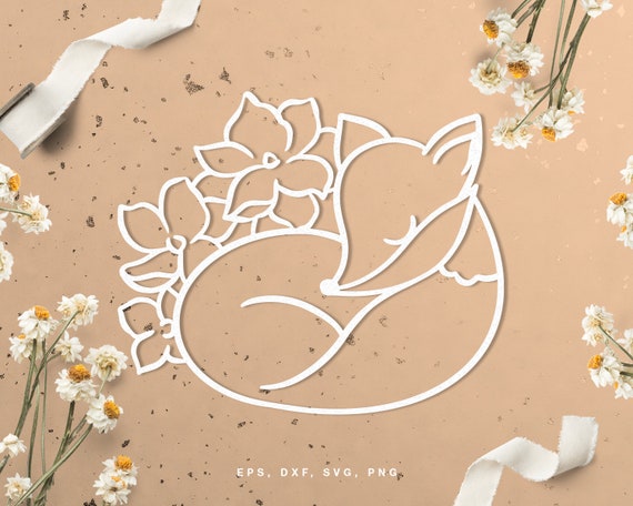 Cute Sleeping Fox Cut File svg Dxf Png Eps for Silhouette | Etsy