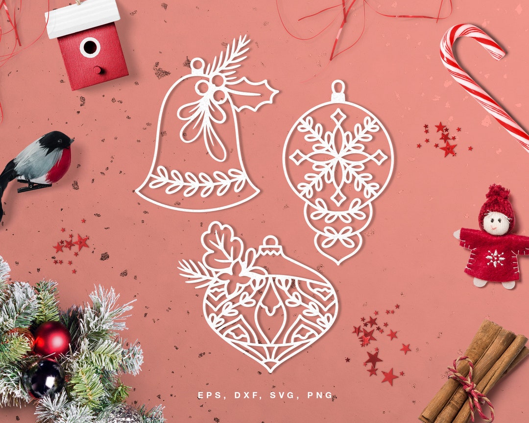 Cut File Christmas Ornaments (svg Dxf Png Eps) for Silhouette Cameo ...
