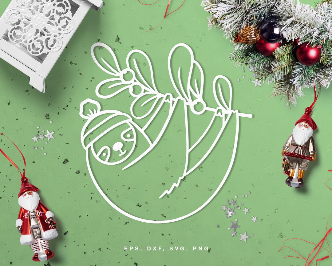 Sloth Christmas Cut File (svg Dxf Png Eps) Vector, for Silhouette Cameo ...
